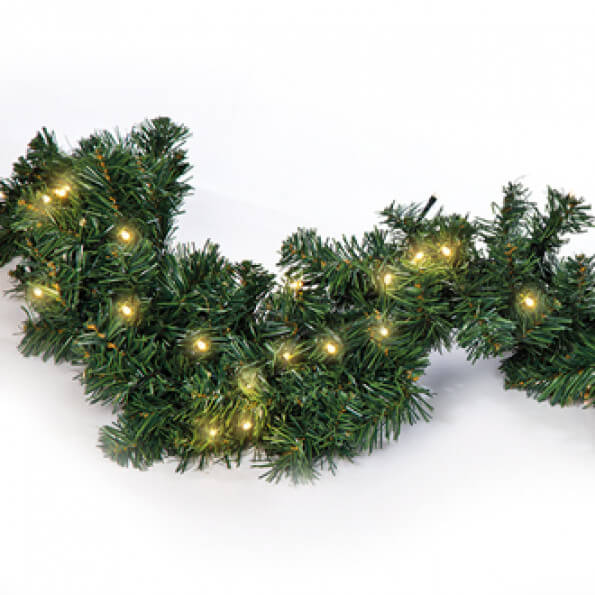 Gran guirlande med lys, strøm - Juleartikler - RM Kirkeartikler